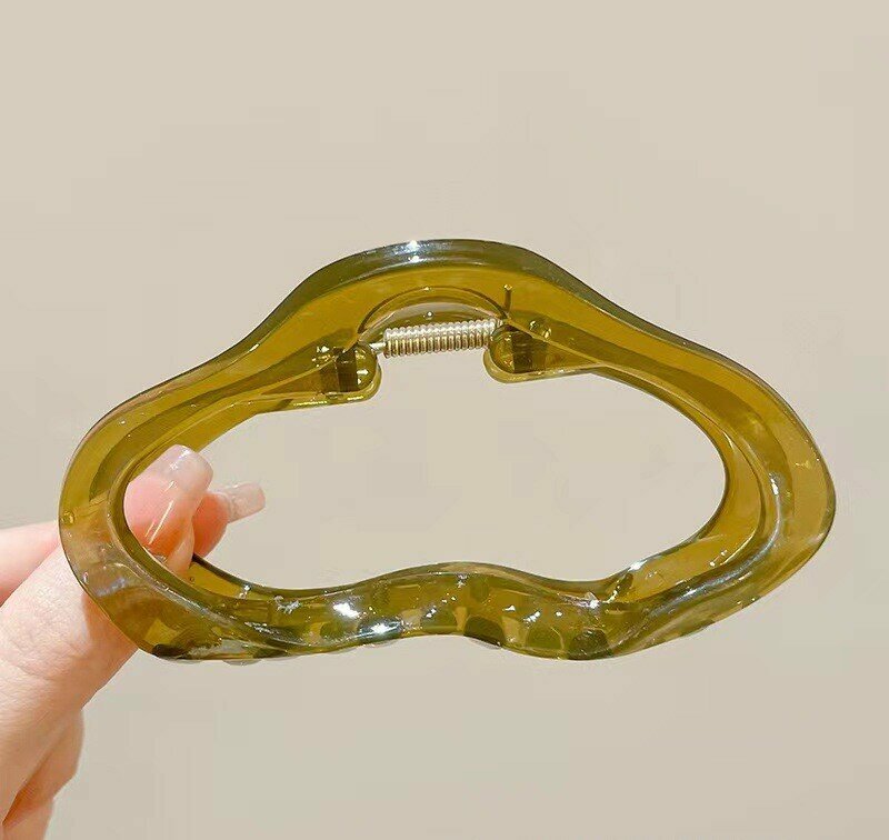 Заколка-краб для волос, цвет зеленый глянец