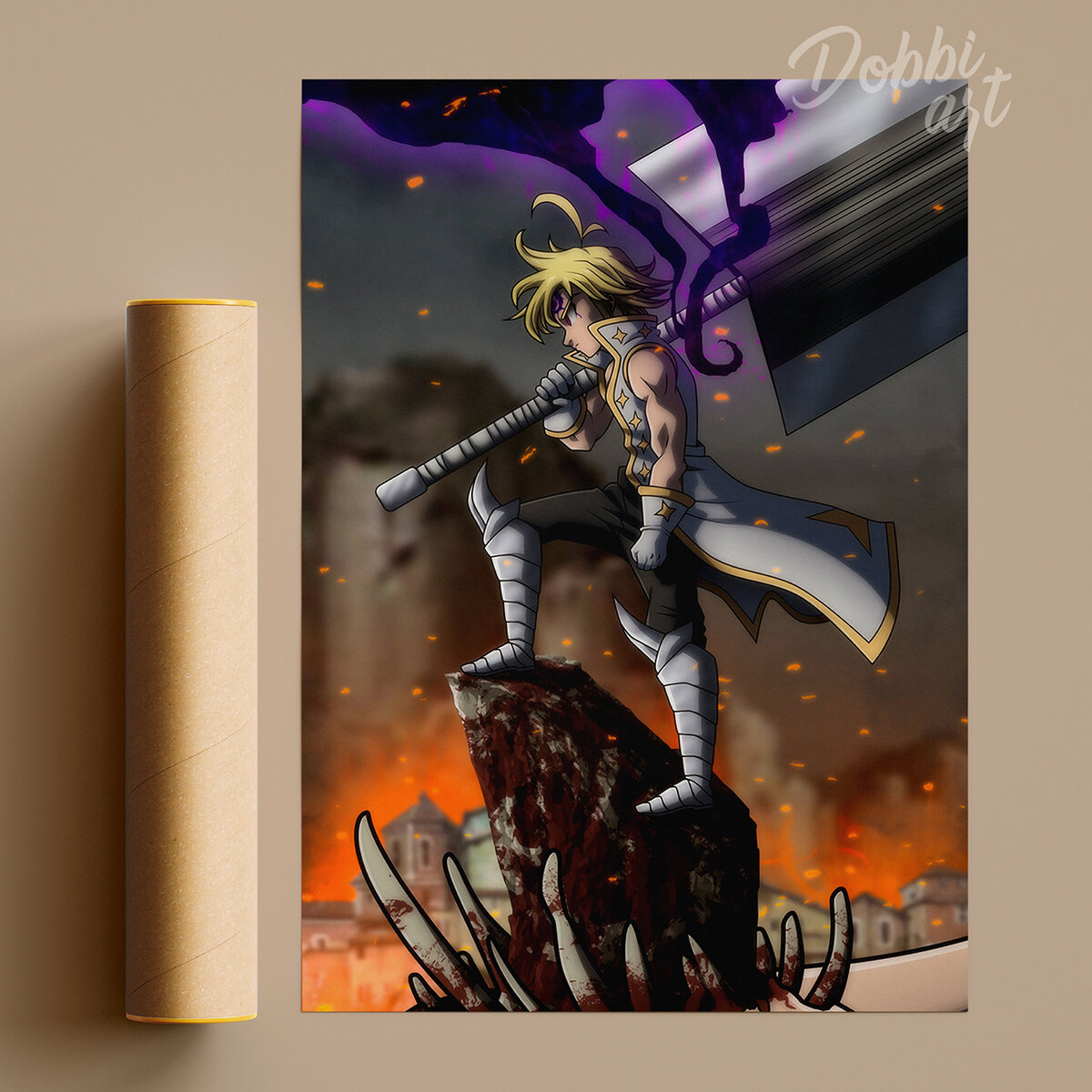 Постер 7 смертных грехов 30х40 см без рамы/ The Seven Deadly Sins/ Аниме, манга/ Постер для интерьера/ Декор на стену/ Постер для дома, офиса/ Плакат интерьерный/ Плакат Аниме/ Мелиодас/ Подарок парню/ Подарок девушке/ Картина для интерьера