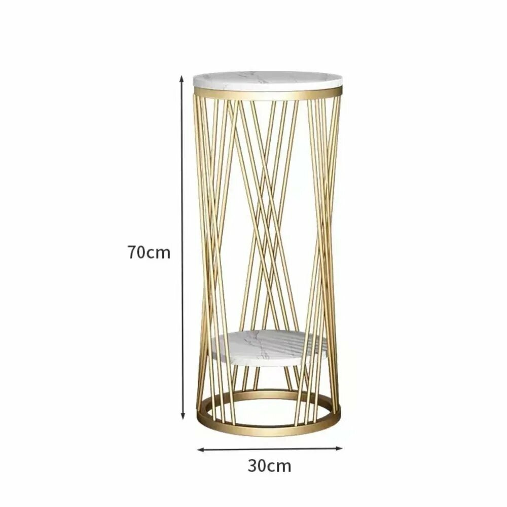 Консоль, искусственный камень, круглая, цвет белый, с полкой, высота 70 см