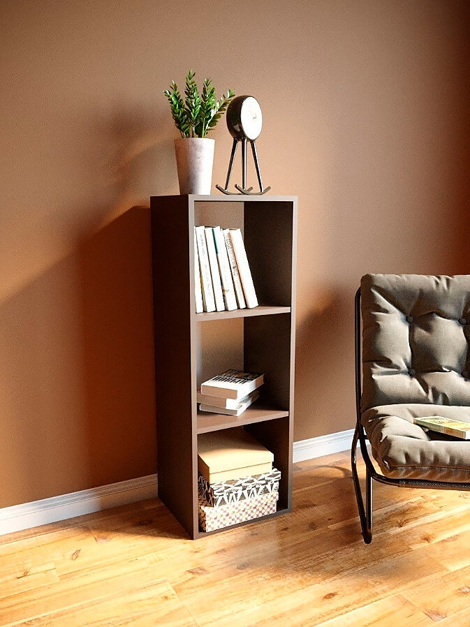 Деревянный напольный стеллаж для книг и игрушек от бренда "Мебель от Плотникова", цвет венге