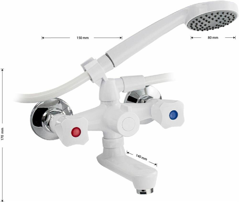 Смеситель для ванны с душем 4401 белый