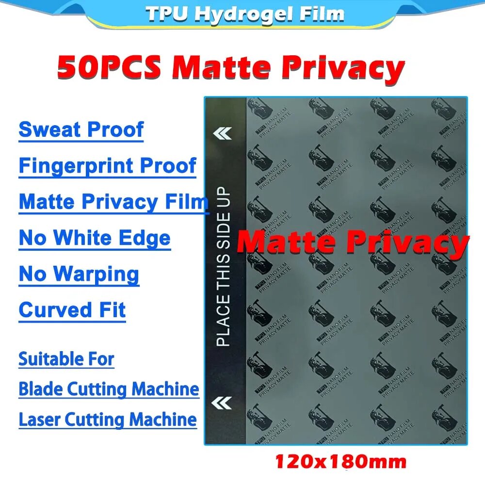 50pcs Гидрогелевая матовая пленка для плоттера, 120x180 мм