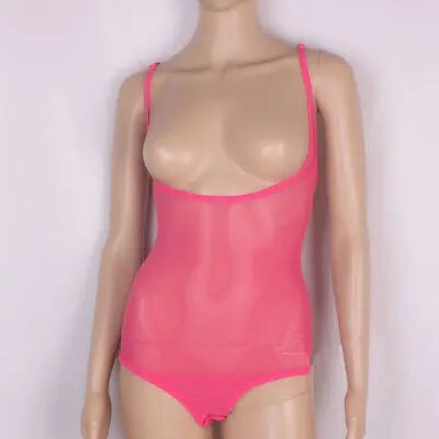 Женское танцевальное Боди без рукавов, эластичный сетчатый топ, Розовый, Один размер, fuchsia