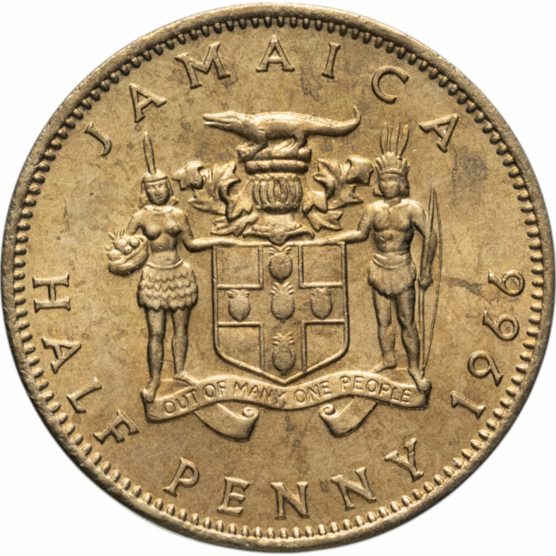 Ямайка 1/2 пенни penny 1966, Латунь, в сохранности UNC