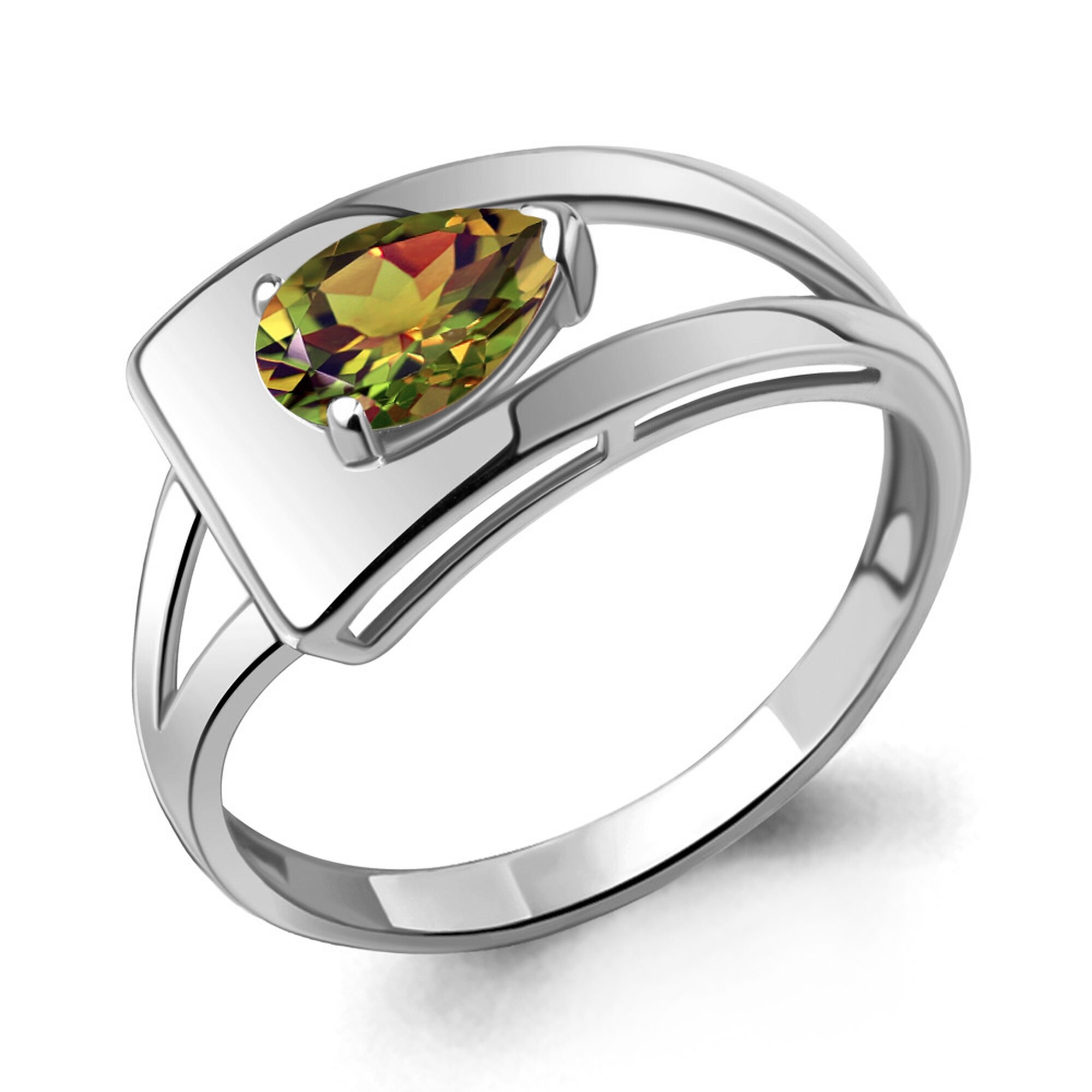 Кольцо, серебро, 925 проба, родирование, султанит