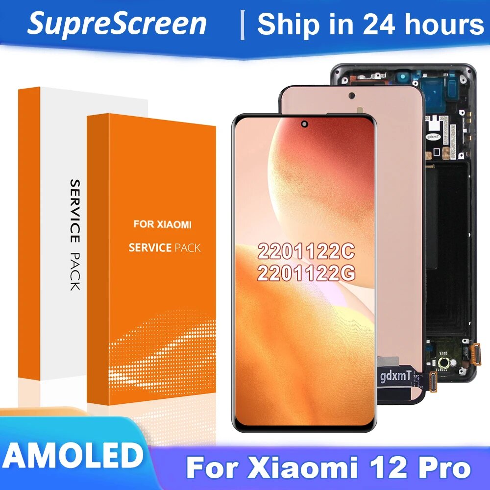 6,73 'AMOLED для Xiaomi 12 Pro ЖК-дисплей, преобразователь сенсорного экрана в сборе, замена для Xiaomi Mi 12S ultra, экран дисплея SIlver With Frame
