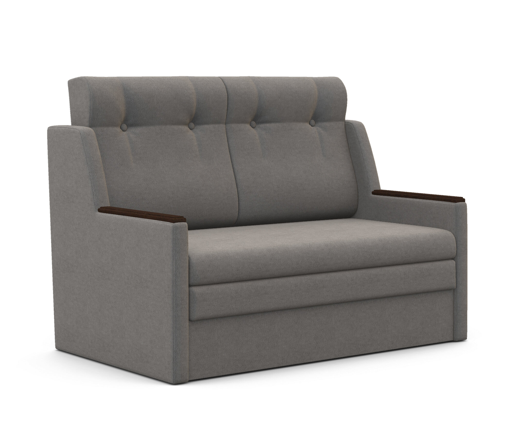 Диван-кровать Классика 2Д, прямой, раскладной, с ящиком для белья, велюр серый