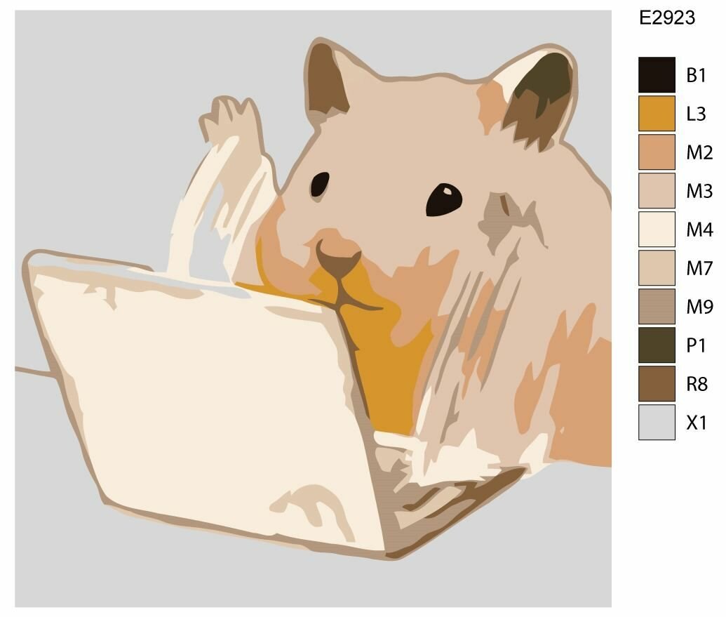 Детская картина по номерам E2923 "Мемы. Хомяк за ноутбуком" 30x30