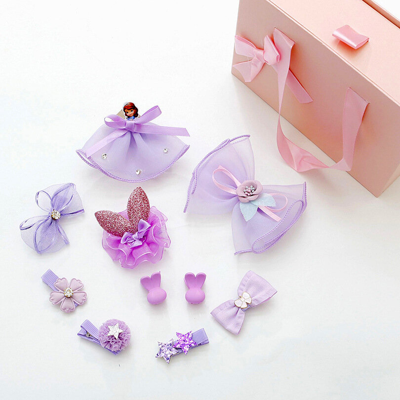 Новая подарочная коробка, детская заколка для волос 10 шт. с бантом