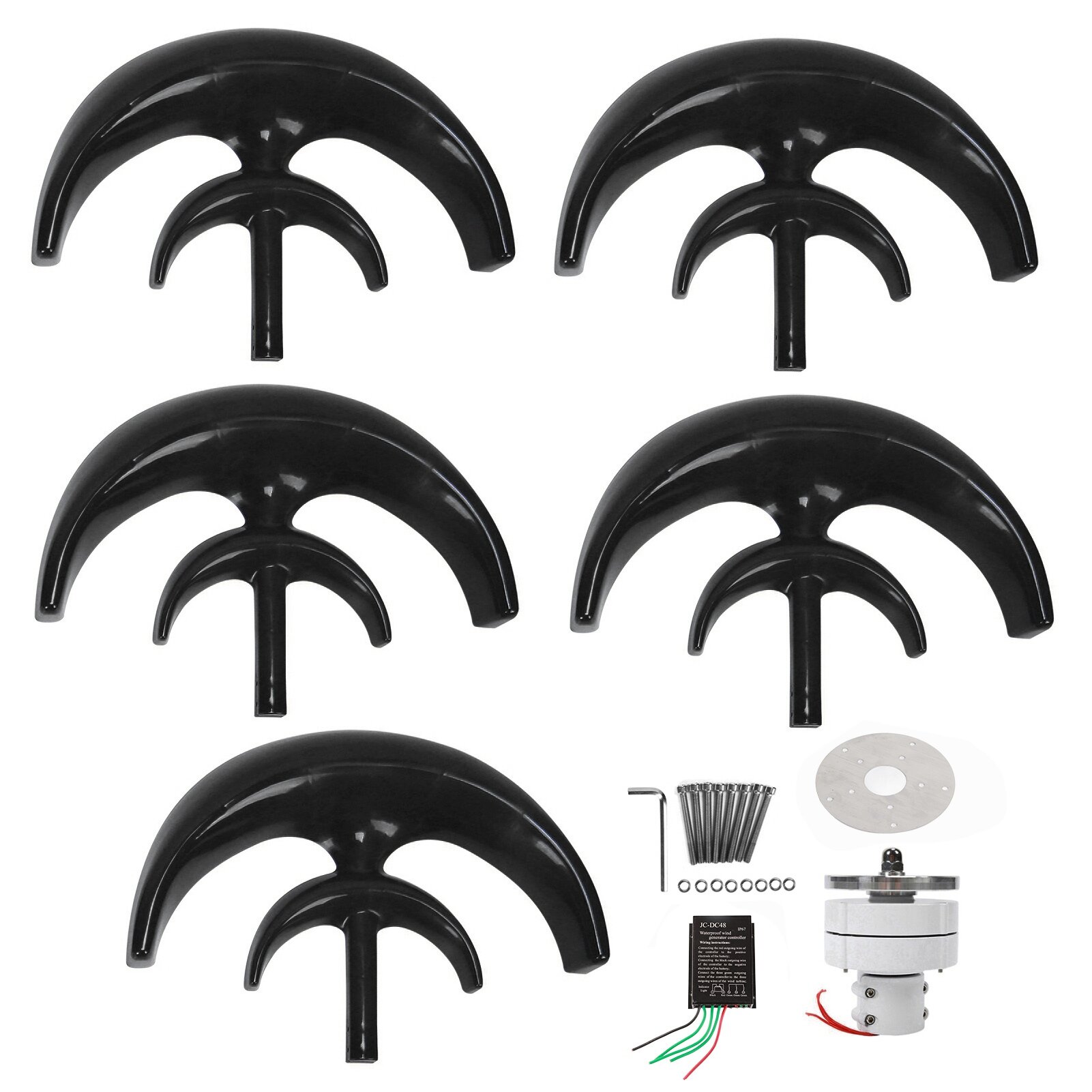 Ветряная турбина с 5 лопастями, двухслойный генератор мощностью 1200 Вт.