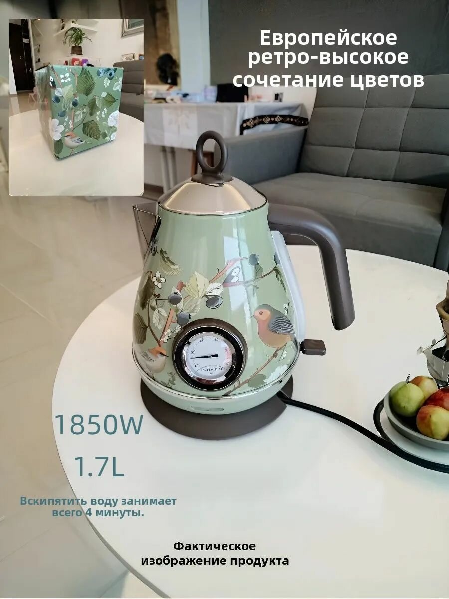 Высококачественный окрашенный бытовой электрический чайник в стиле ретро