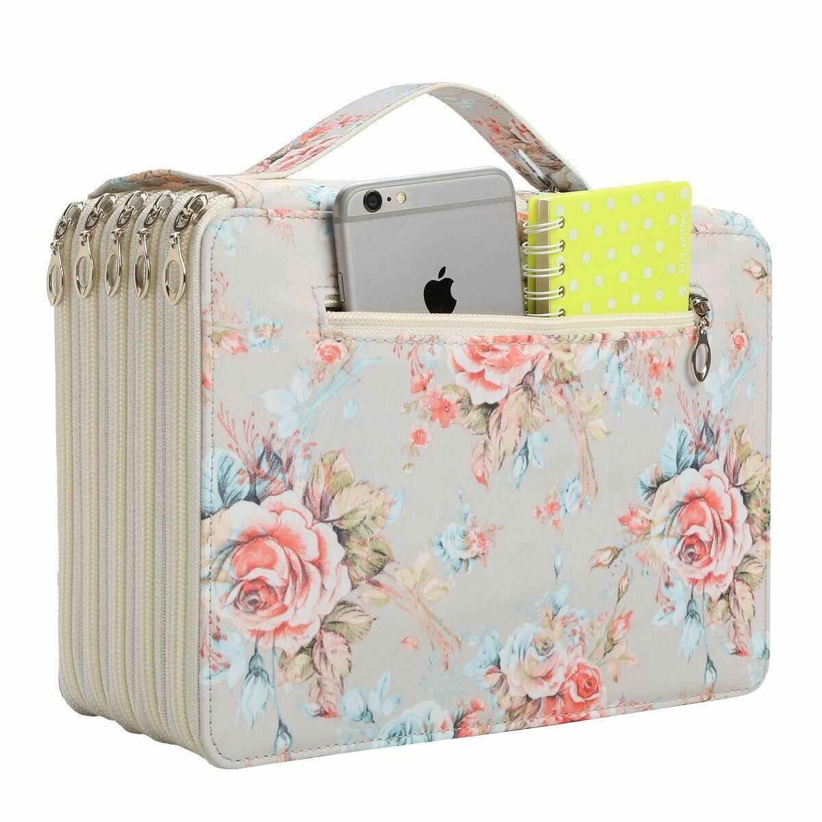 Пенал школьный DIANNY с 250 слотами для девочек органайзер для канцерии канцелярских принадлежностей с 5-слойной молнией пеналы -- бежевый