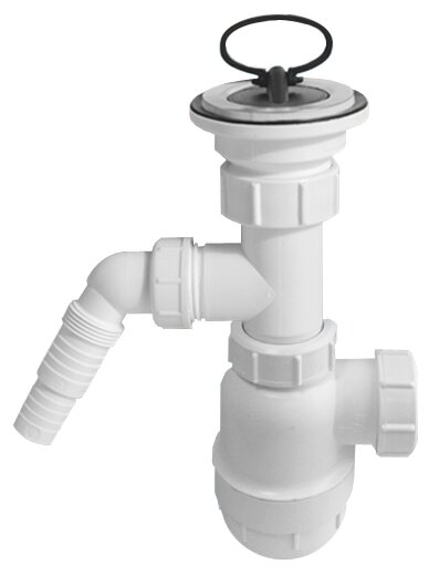 Сифон McAlpine бутылочный 1 1/2"х40 мм с выпуском 70 мм нерж. пробкой адапт. д/сл вых. компресс. D=40 мм MRSK3