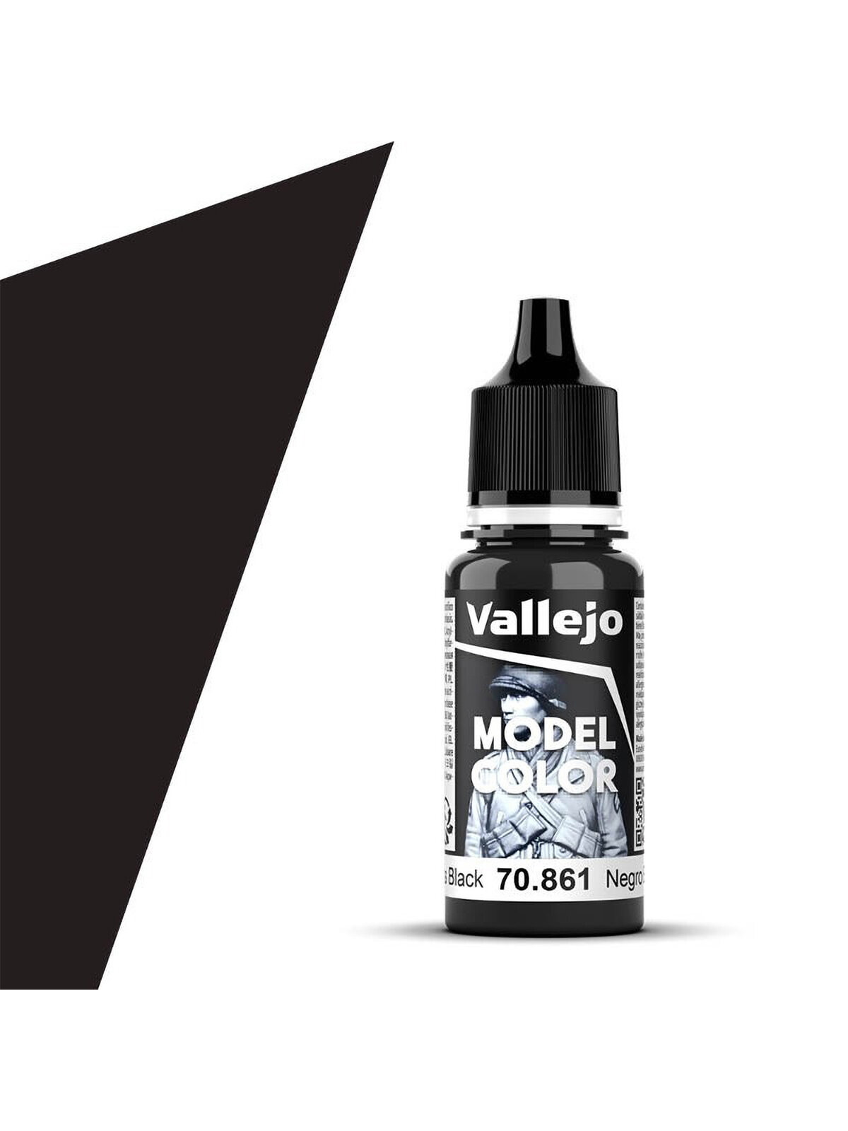 Краска акриловая Vallejo серии Model Color - Gloss Black 70861, глянцевая, 18 мл