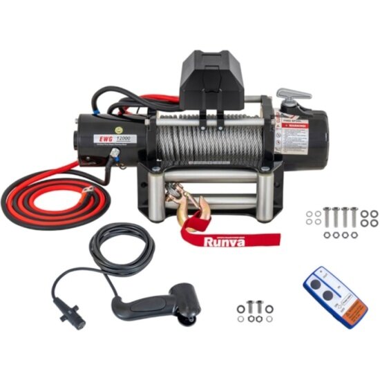 Лебёдка автомобильная электрическая Runva 12V Magnum 12000 lbs 5443 кг, стальной трос