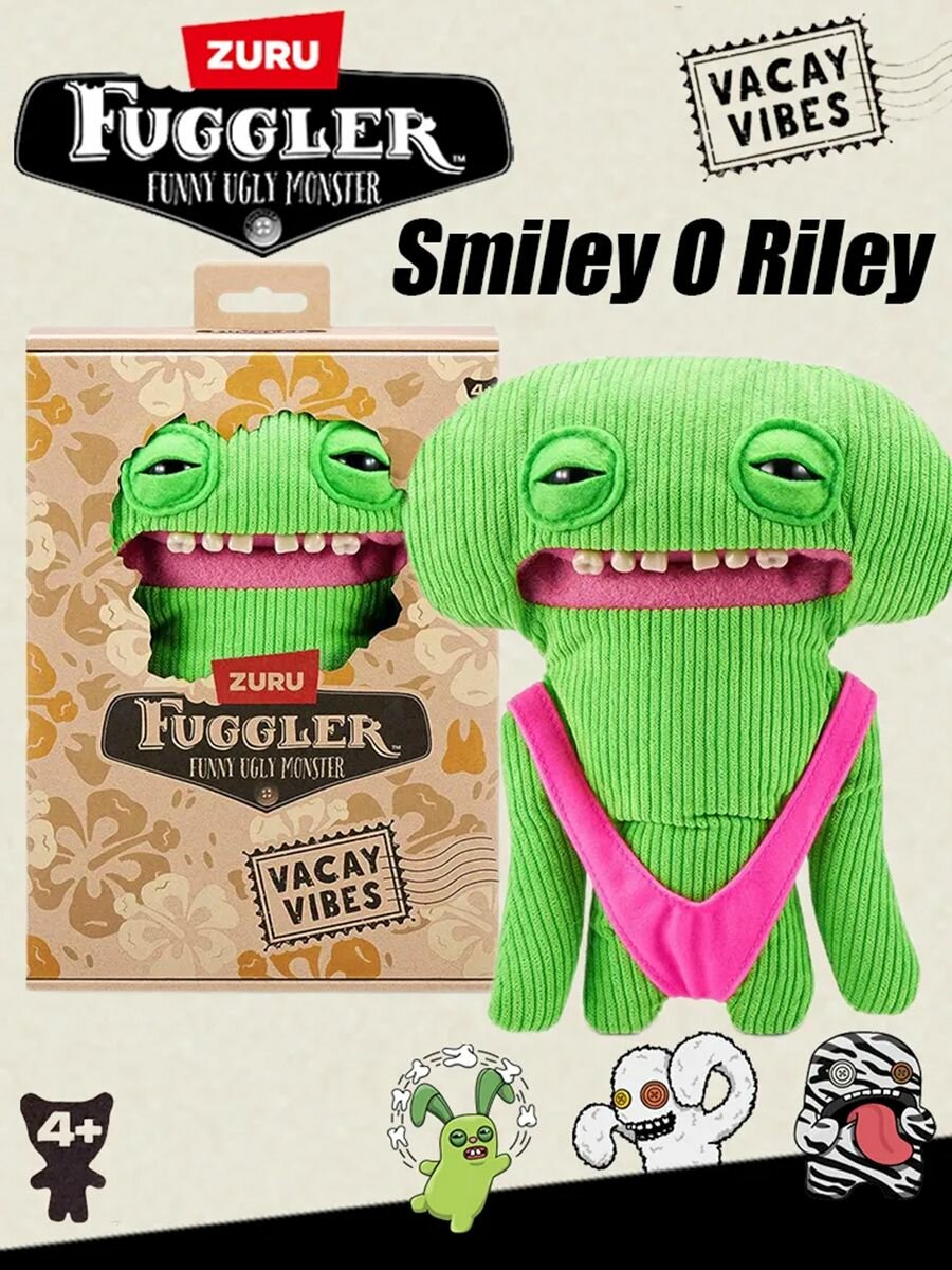 Fuggler Vacay Vibes Smiley O Riley / Коллекционная Праздничная Плюшевая Игрушка-зубастый Монстр Для Детей От 4 Лет