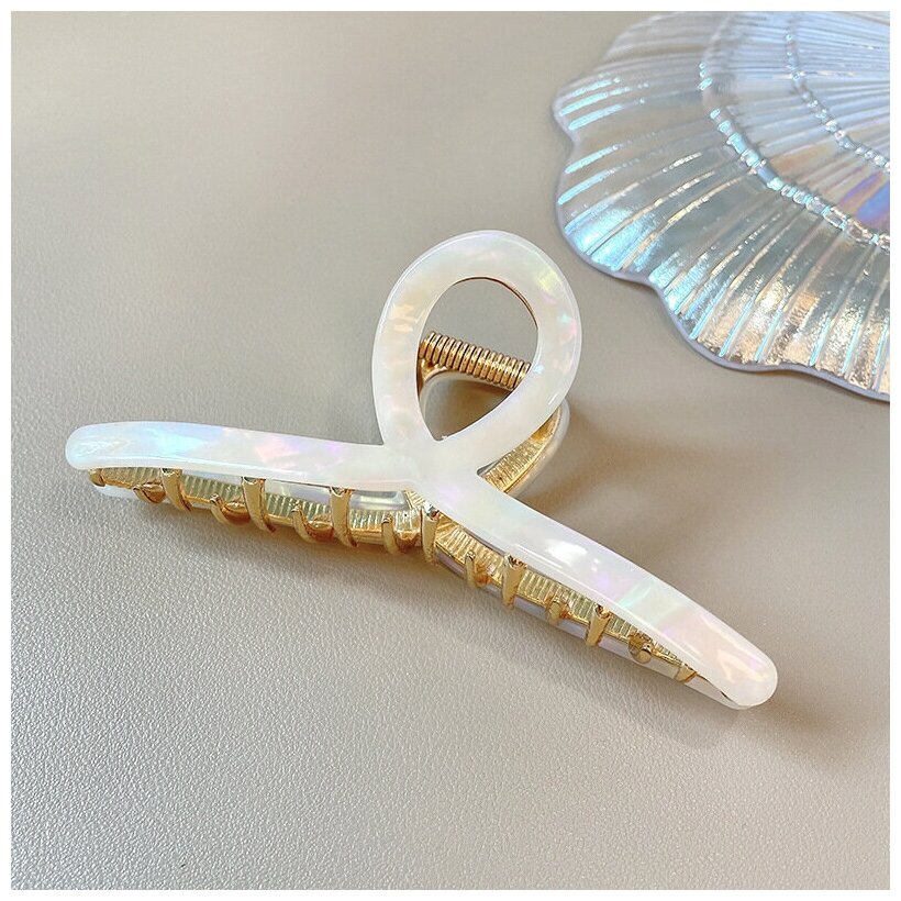 Заколка крабик для волос, белый