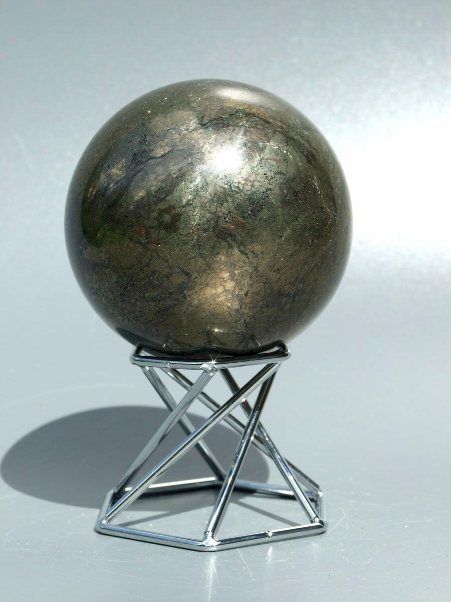 Шар из Пирита 66 мм на подставке из российского месторождения