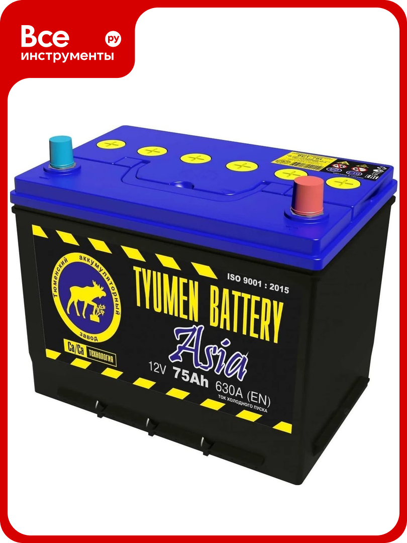 Аккумуляторная батарея TYUMEN BATTERY Тюмень asia 6ст -75.0 l TNSa75.0 обратная полярность для автомобилей легковых и грузовых кальциевая технология