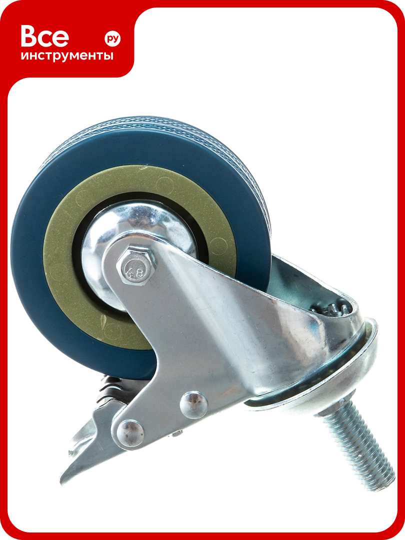 Колесо серая резина крепление болтом М12 с тормозом SCTGB93 75 мм MFK-TORG 3064075 М12