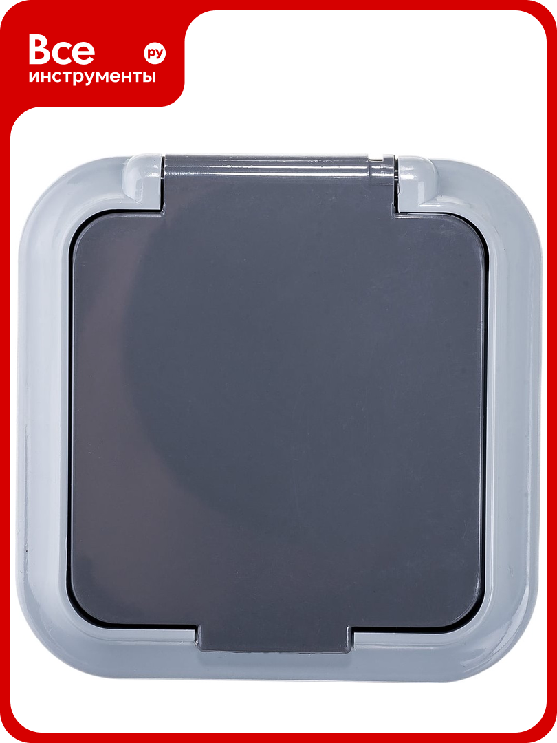 Розетка Bylectrica 1-местная ОУ с заз. конт. IP54, серия пралеска аква, серый, РА16-297 03