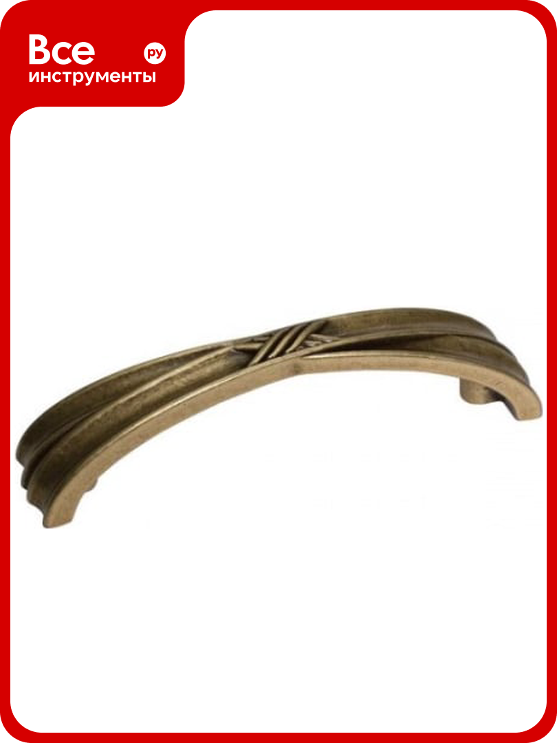 Ручка-скоба Giusti 96 мм, отделка античная бронза «Флоренция», фигурная форма, рельефное украшение, античный стиль