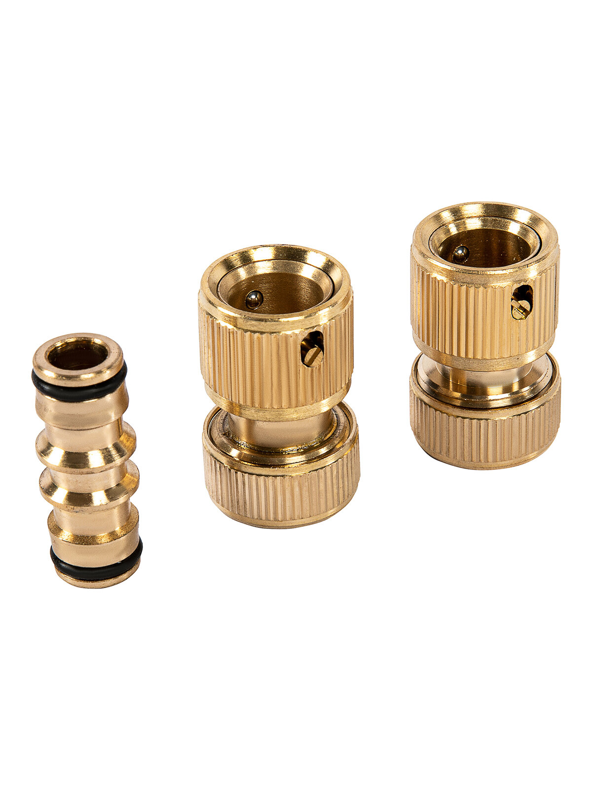 Набор для подключения шланга 1/2" Palisad (переходник, 2 соединит. аквастоп), латунный 66210