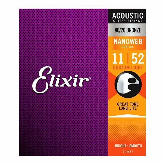 Elixir 11-52 Nanoweb Custom Light Bronze 80/20 11027