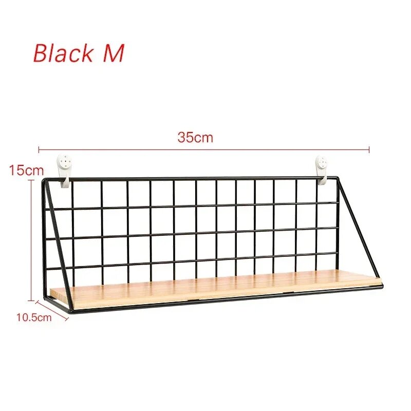 Настенные полки без сверления, деревянная подвесная полка для гостиной, спальни, корзина для хранения, настенный декоративный стеллаж, органайзеры, Black M