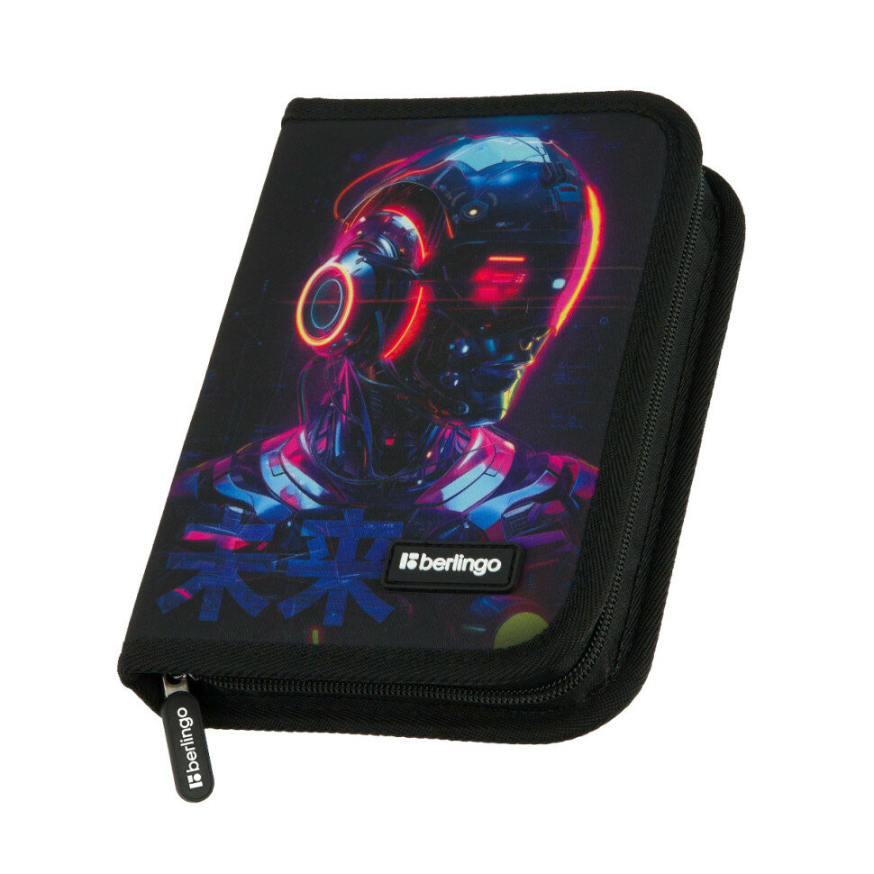 Пенал 1 отделение, 200*140*40 Berlingo "Cyberpunk", дополнительная откидная секция, полиэстер, 379586