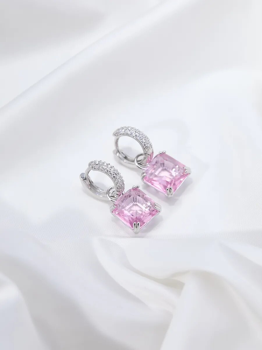 Серьги конго, фианит, кристалл, циркон