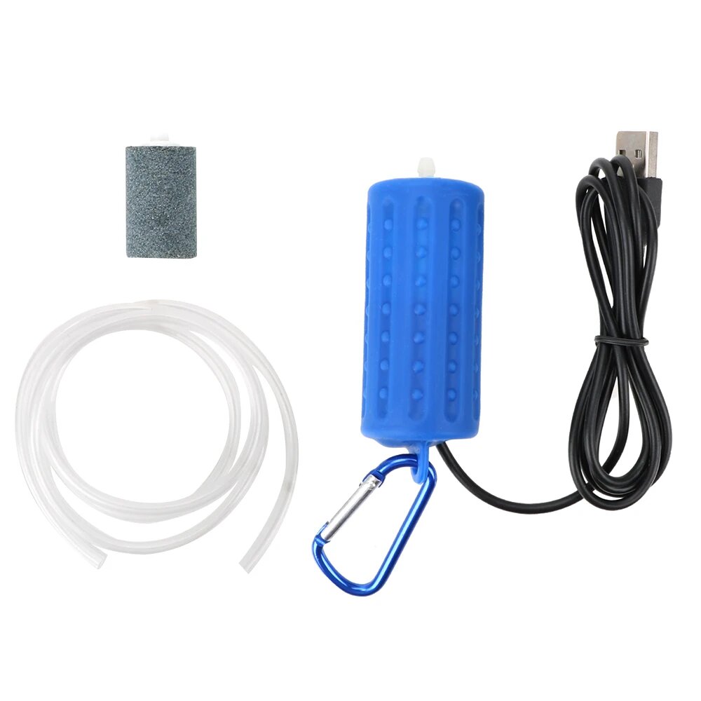 Мини USB аквариумный насос, синий, с трубкой и губкой