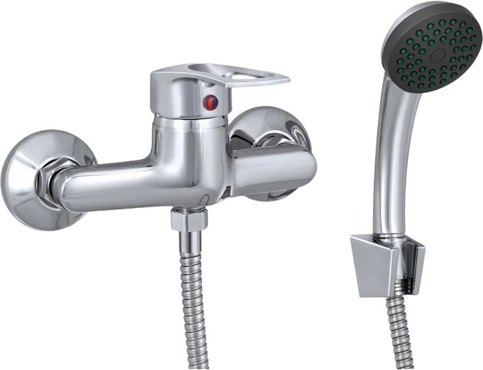 Смеситель для душа Славен Прораб Ц СЛ-ОД-Ц40 с душевым гарнитуром, хром, глянцевый, настенный, латунный, однорычажный, смеситель для ванны с душем