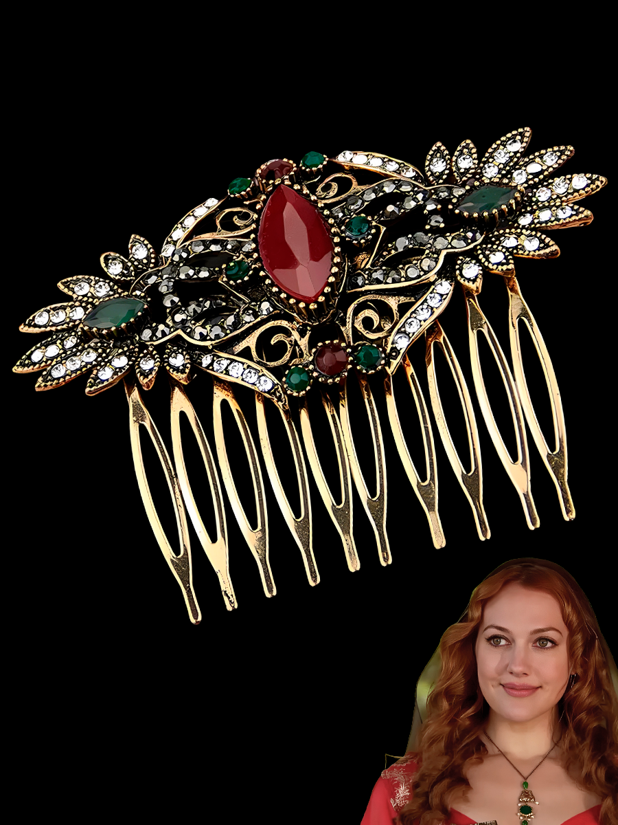 Гребень заколка для волос Хюррем Султан Великолепный век цвет: красный