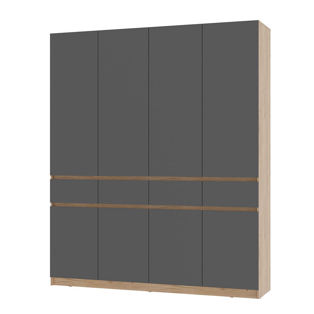 Шкаф 4-х створчатый "Багира" ШК-13, шкаф для одежды, Крафт/Графит