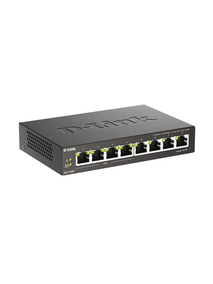 Коммутатор D-Link DGS-1008P DGS-1008P/F3A неуправляемый