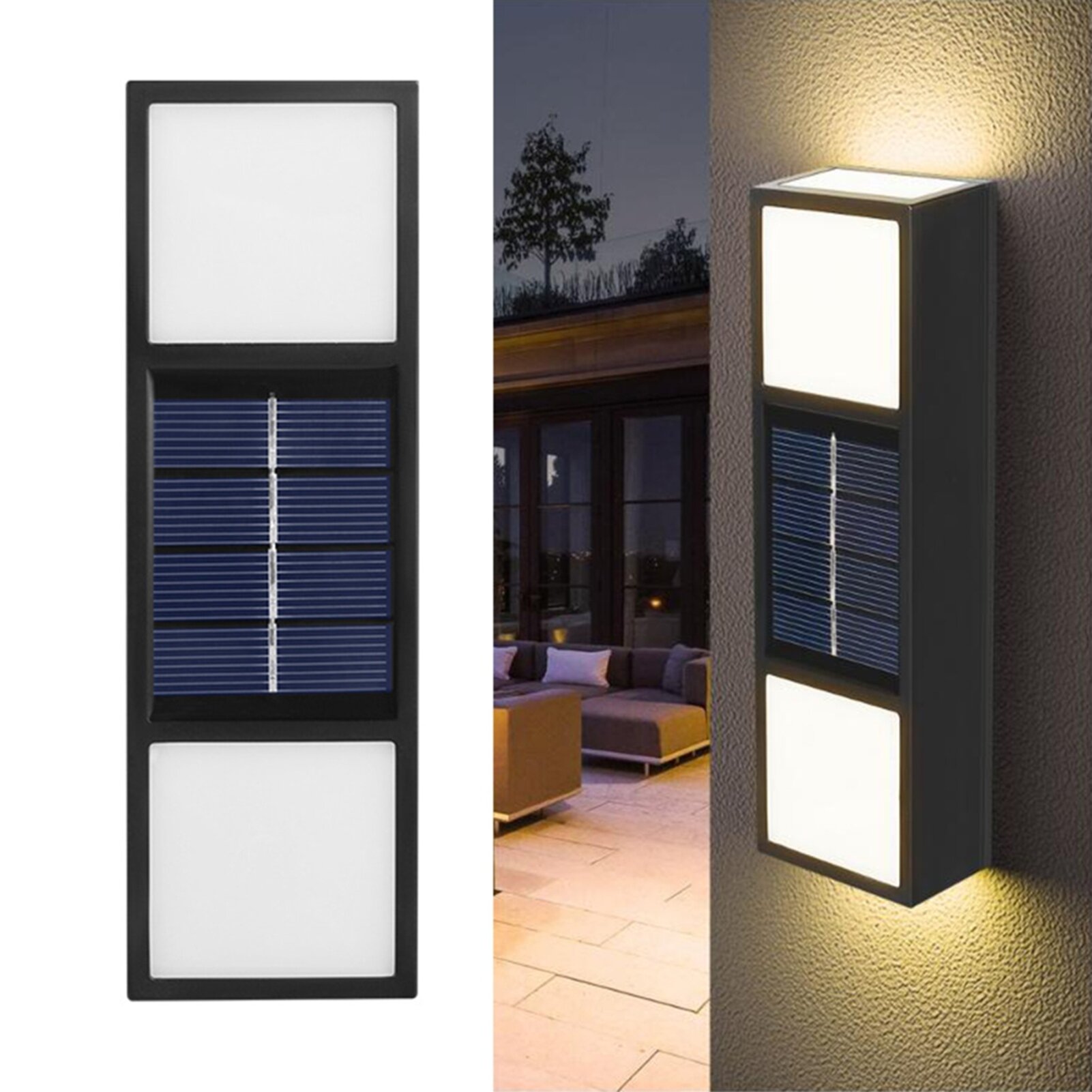 Solar Light Outdoor LED Wall for Front Door Backyard Garage Deck Warm