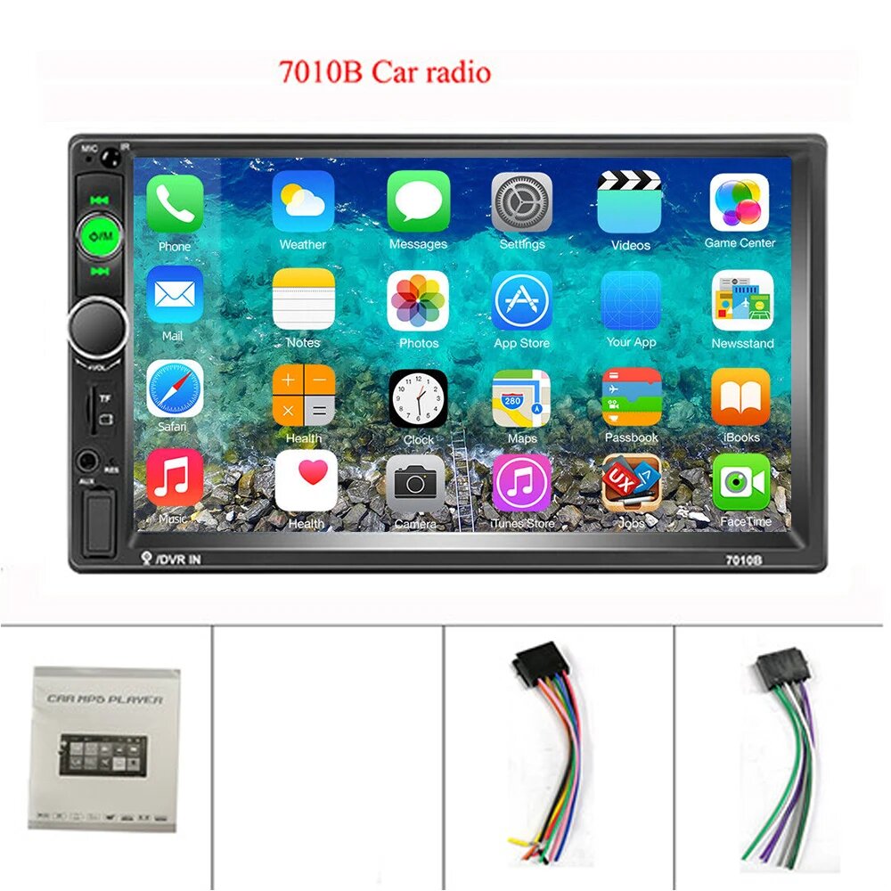 Автомагнитола Podofo универсальная, мультимедийный плеер 2 Din с 7-дюймовым сенсорным HD экраном, FM-приемником и монитором с функцией Mirror Link, 7010B NO Control