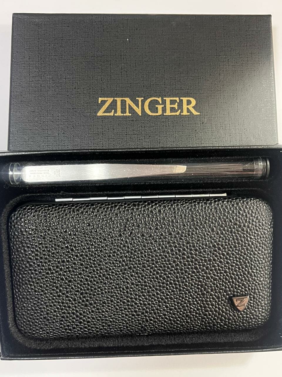 Маникюрный набор Zinger Premium-качества MSFE-201-3, 7 инструментов, черный матовый