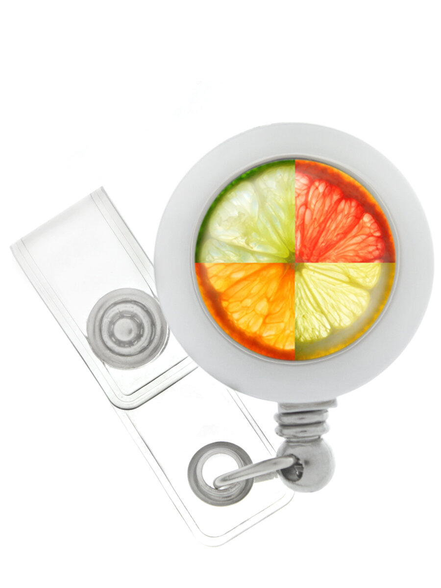 Держатель TINA BOLOTINA , для бейджа, с ретрактором, серебристый, цитрус