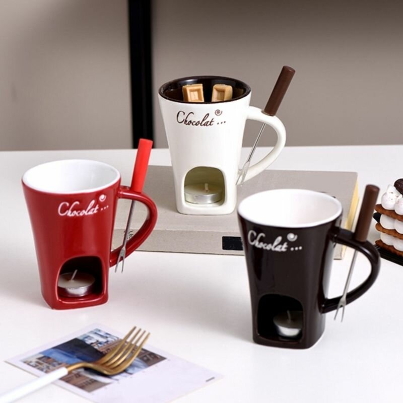 Чашка для горячего расплавления шоколада-белая — фото 1