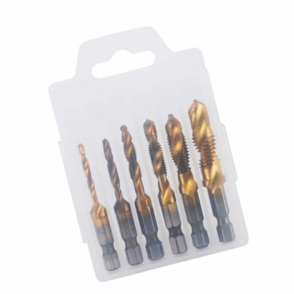 Набор инструментов, 6 шт./коробка, пластиковая коробка из композитной ленты "три в одном" с шестигранной ручкой, короткий фасон-золотой