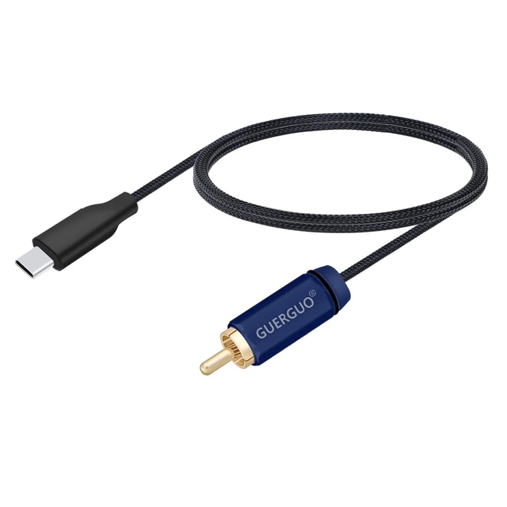 GuerGuo USB C к RCA аудиокабель YP21+N1012-BK-BK