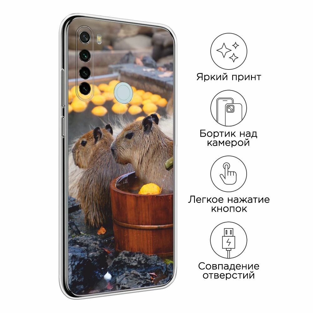 Чехол на Xiaomi Redmi Note 8T / Сяоми Редми Нот 8Т с принтом "Капибары отмокают" — фото 1