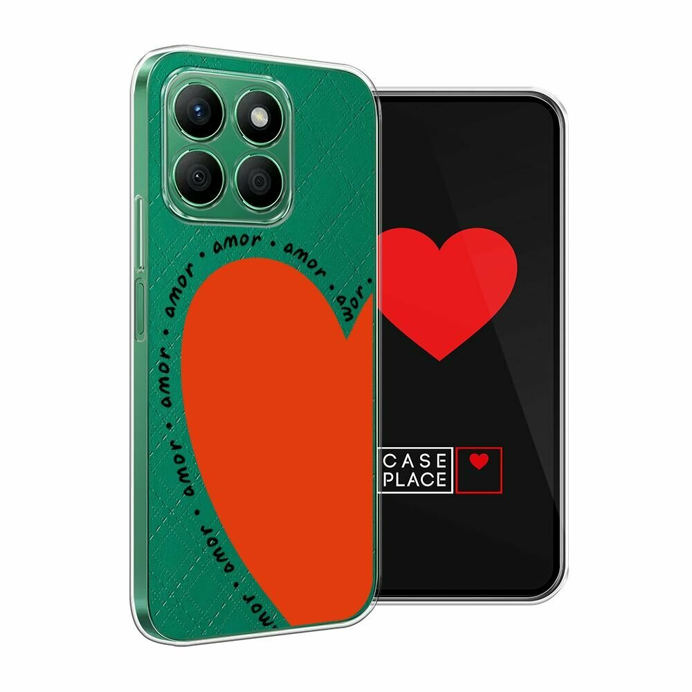 Чехол на Honor X8B / Хонор X8B с принтом "amor heart 2 - 14 февраля", прозрачный — фото 1