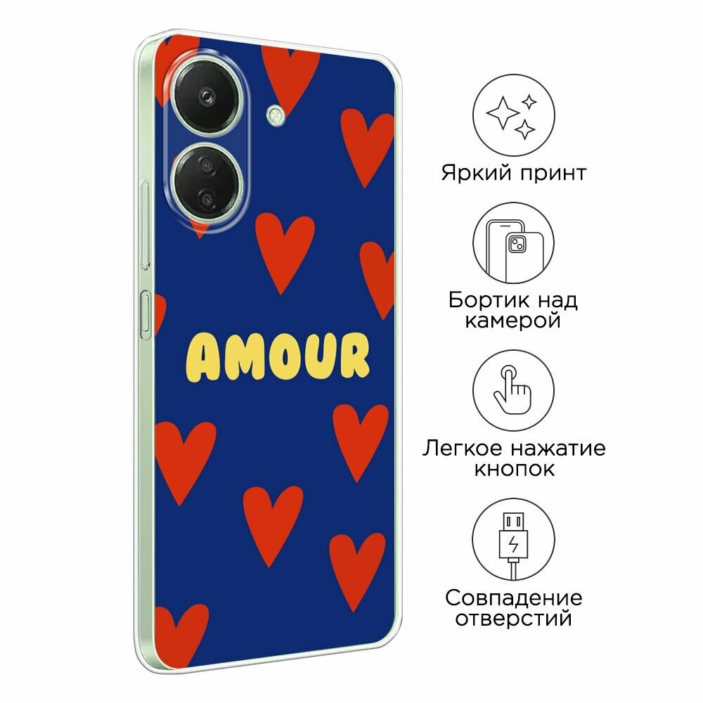 Чехол на Xiaomi Redmi 13C/Poco C65 / Сяоми Редми 13C/Поко С65 с принтом "Amour art - 14 февраля" — фото 1