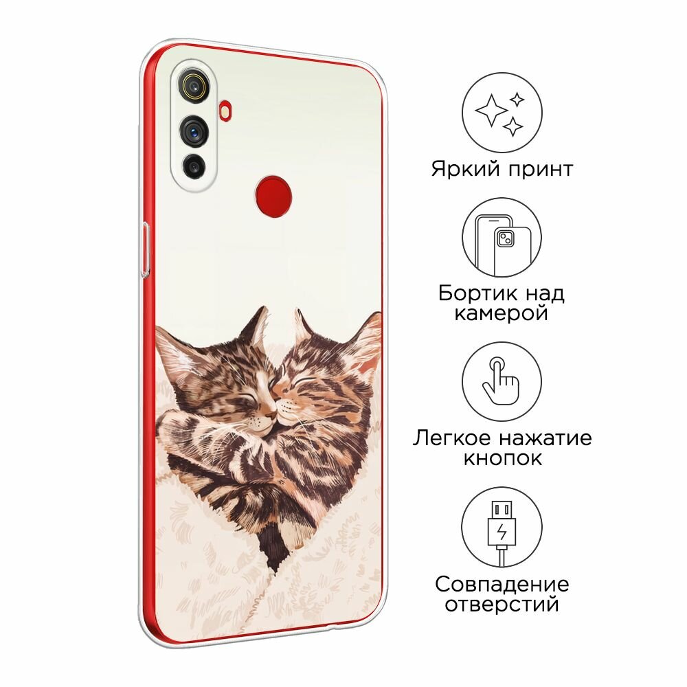 Чехол на Realme C3 / Реалми C3 с принтом "Влюбленные котейки - 14 февраля" — фото 1