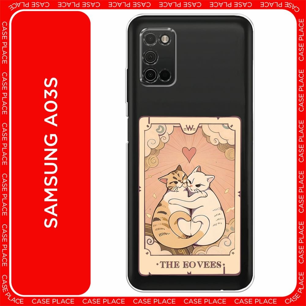 Чехол на Samsung Galaxy A03S / Самсунг Галакси A03S с принтом "The lovers cats 2 - 14 февраля", прозрачный