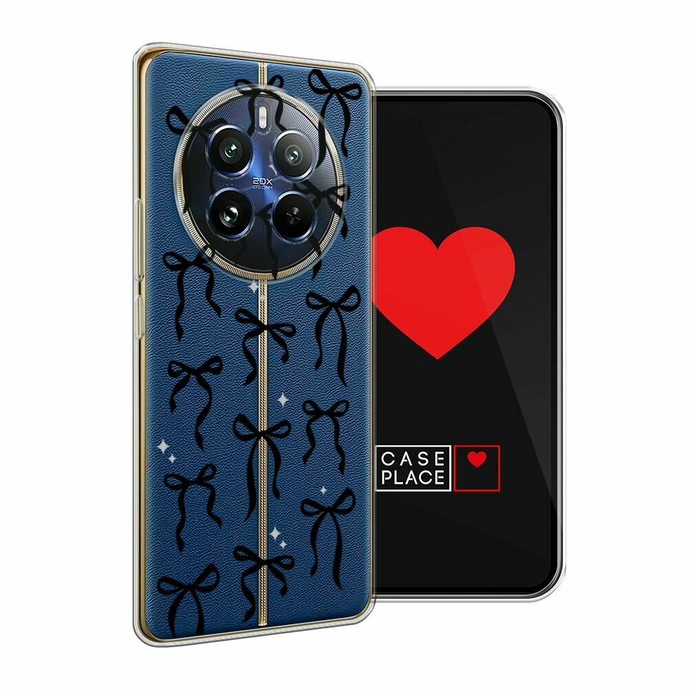 Чехол на Realme 12 Pro / Реалми 12 Про с принтом "Black bows", прозрачный — фото 1