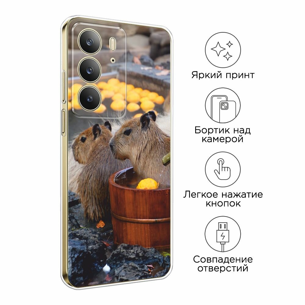 Чехол на Realme C75 4G / Реалми C75 4G с принтом "Капибары отмокают" — фото 1